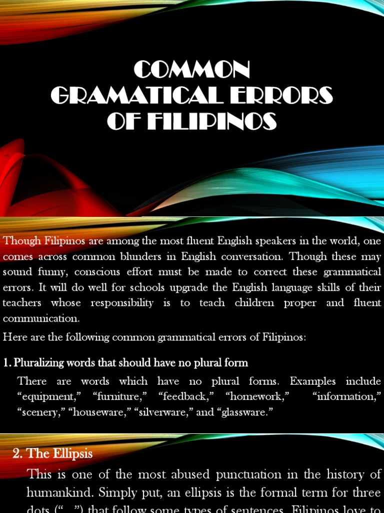 COMMON GRAMATICAL ERRORS OF FILIPINOS Roullette | PDF | Tagalog ...