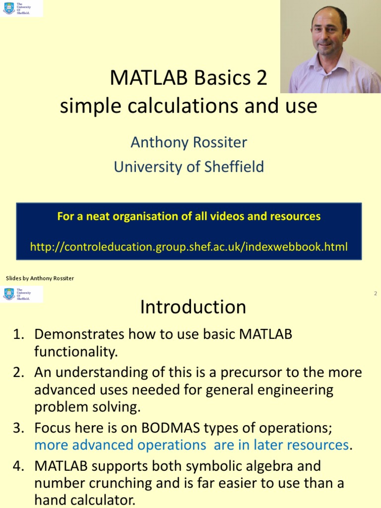 L1-MATLAB Basics 2 - Simple Calculations and Use PDF | PDF | Matlab | Computer File