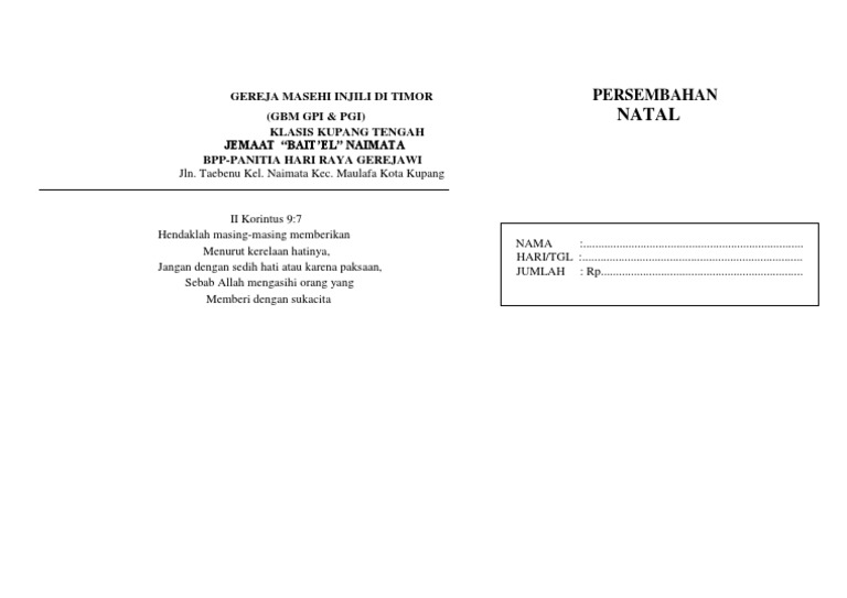 Persembahan Natal Jemaat Bait'el | PDF