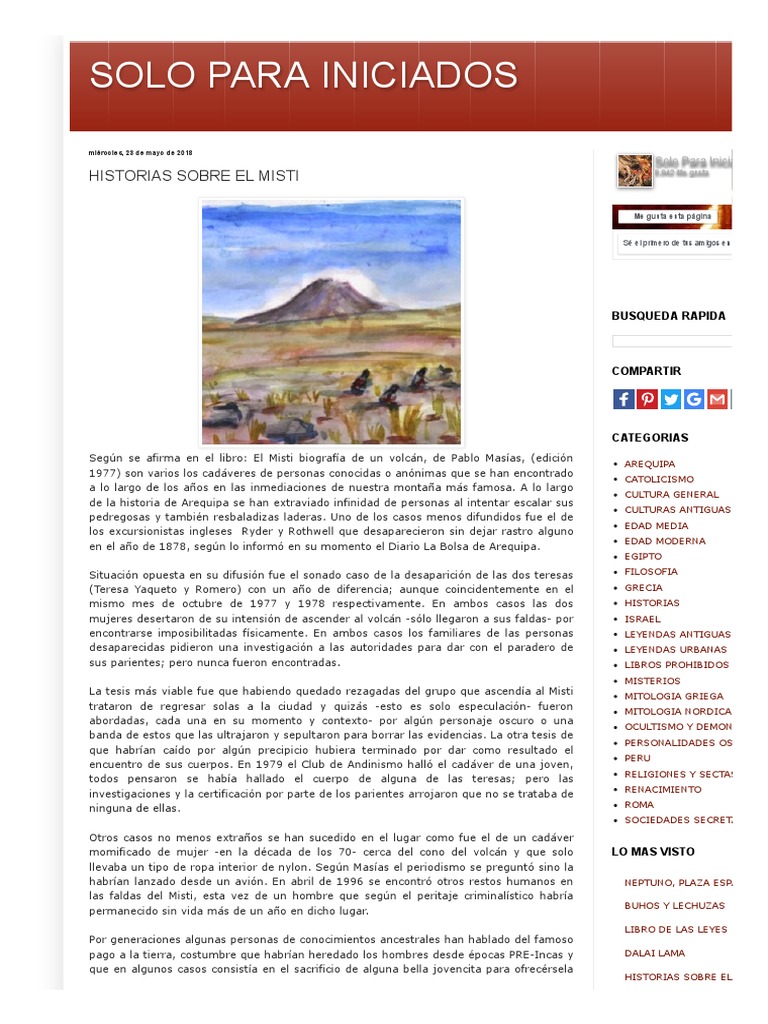 Solo para Iniciados - Historias Sobre El Misti | PDF