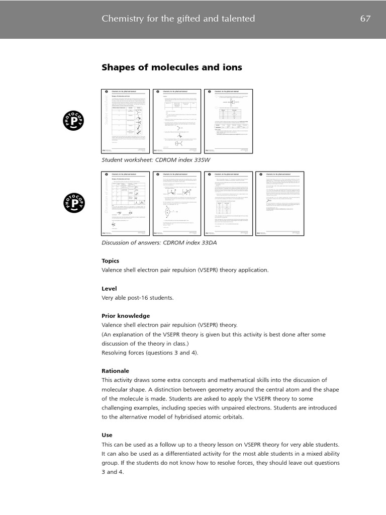 Shapes of Molecules and Ions PDF | PDF | Chemical Bond | Atomic Physics