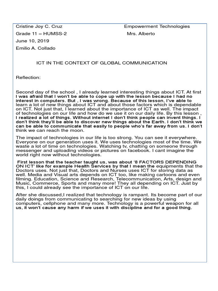 ICT in The Context of Global Communication | PDF