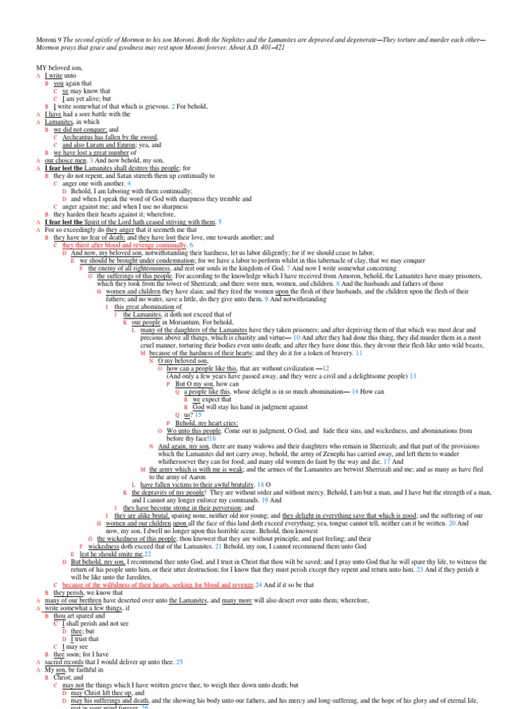 Moroni 9 | PDF | Religious Behaviour And Experience | Religious Belief ...