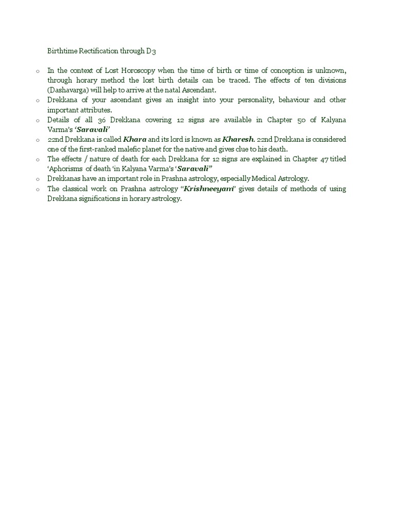 Birth Rectification Through D3 | PDF