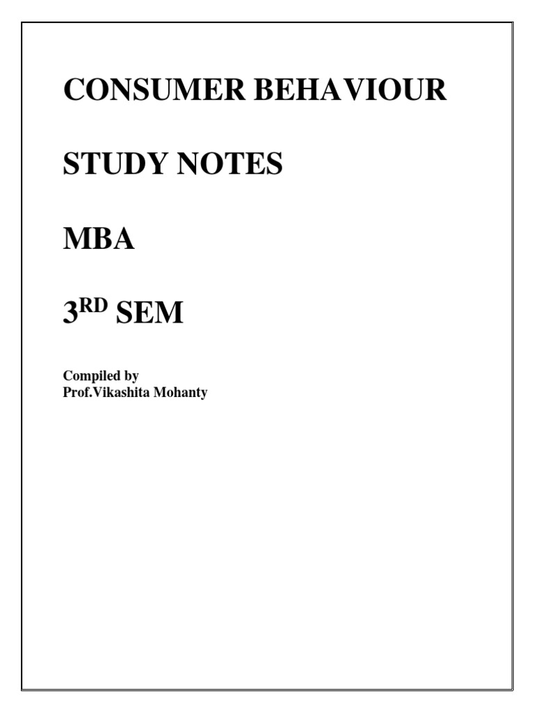 CB Notes | PDF | Consumer Behaviour | Behavior