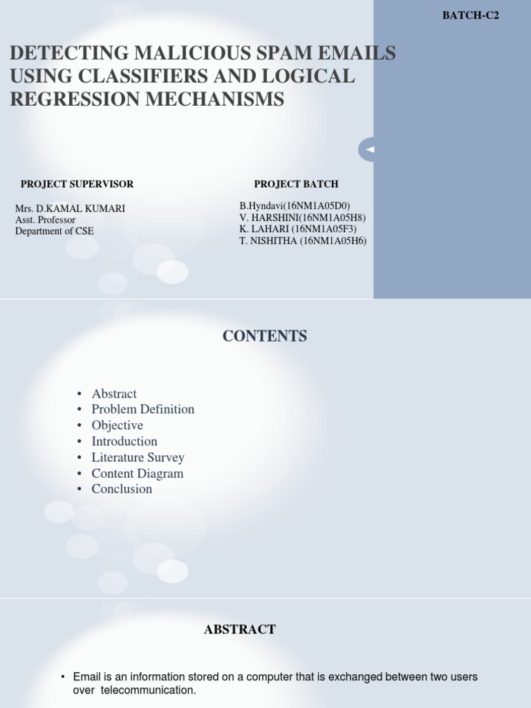 PPT | PDF | Email Spam | Statistical Classification