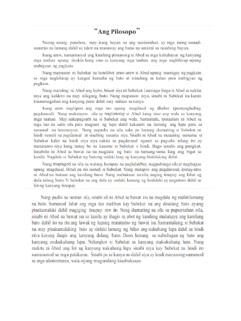 Ang Mataba at Payat Na Usa | PDF