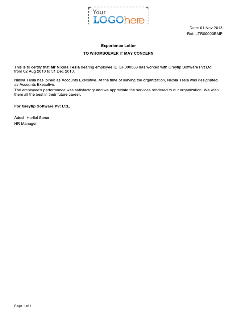 Experience Letter | PDF