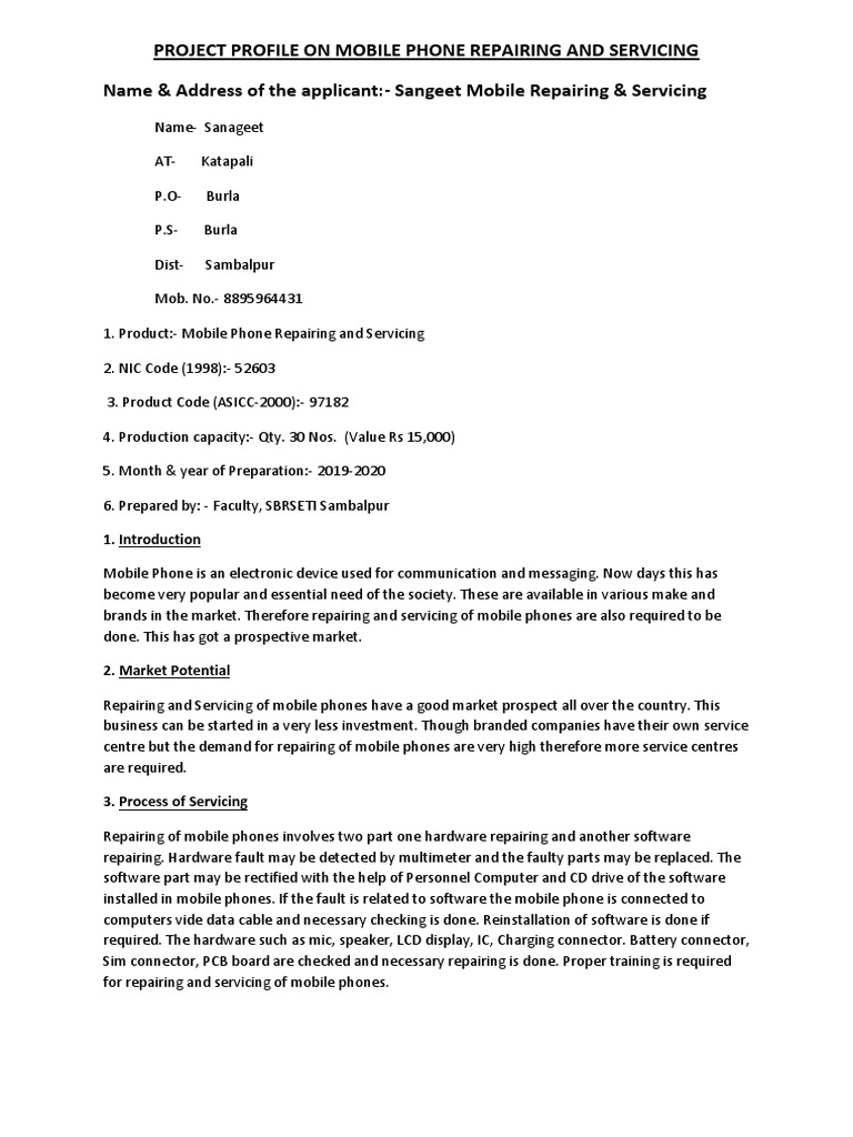 Project Report On Mobile Repairing | PDF | Mobile Phones | Computer ...
