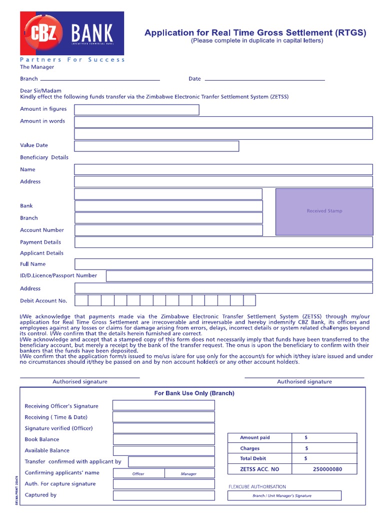 RTGS Form | PDF