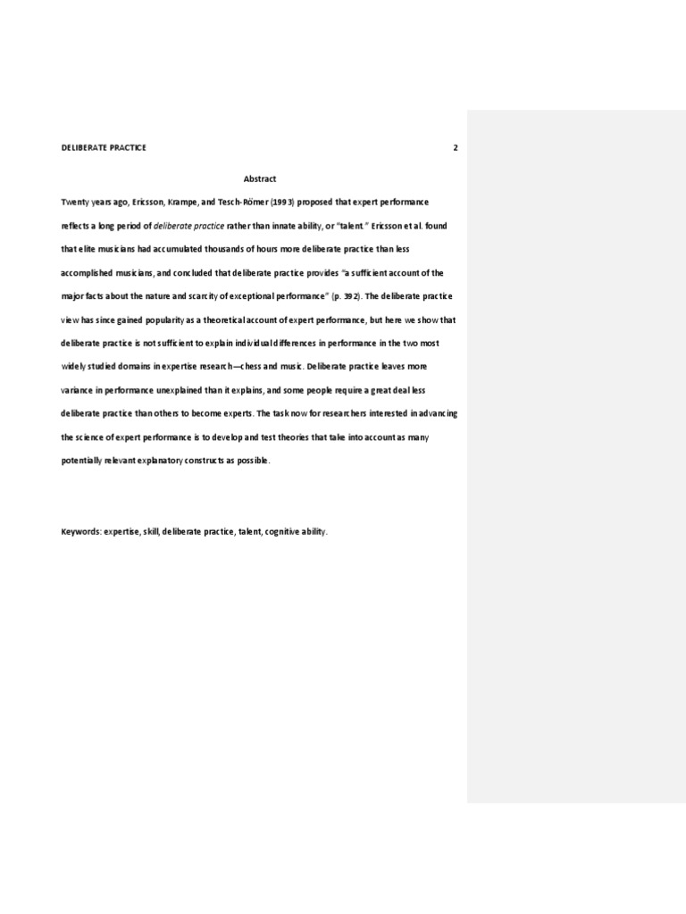 Deliberate Practice: Beyond Talent | PDF | Confidence Interval | Expert