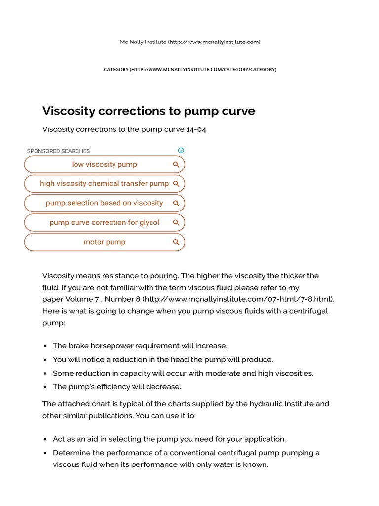 Viscosity Corrections To Pump Curve - MC Nally Institute PDF | PDF ...