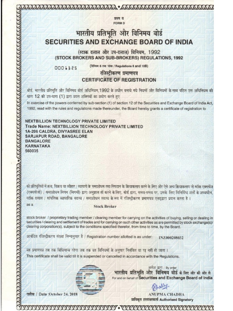 Sebi Certificate | PDF
