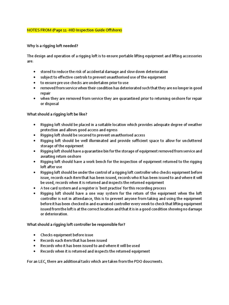 Lifting Equipment Controller Notes | PDF | Business