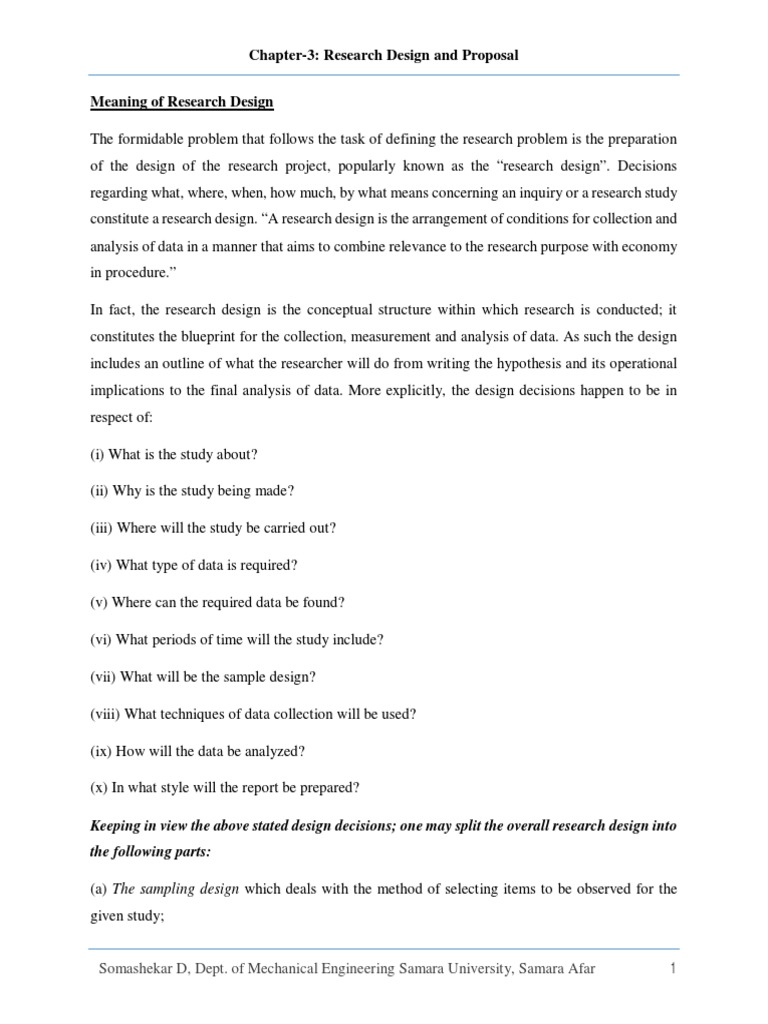 Chapter 3 Research Design and Proposal | PDF | Research Design | Data Analysis