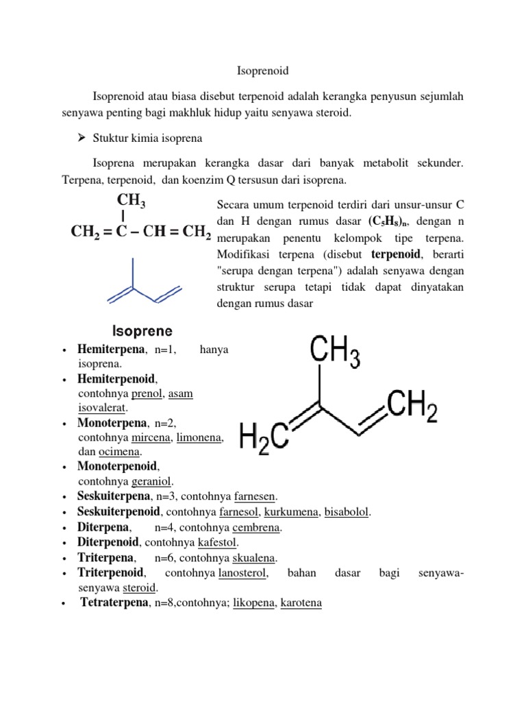 Struktur dan Fungsi Isoprenoid Terpenoid | PDF | Sains & Matematika