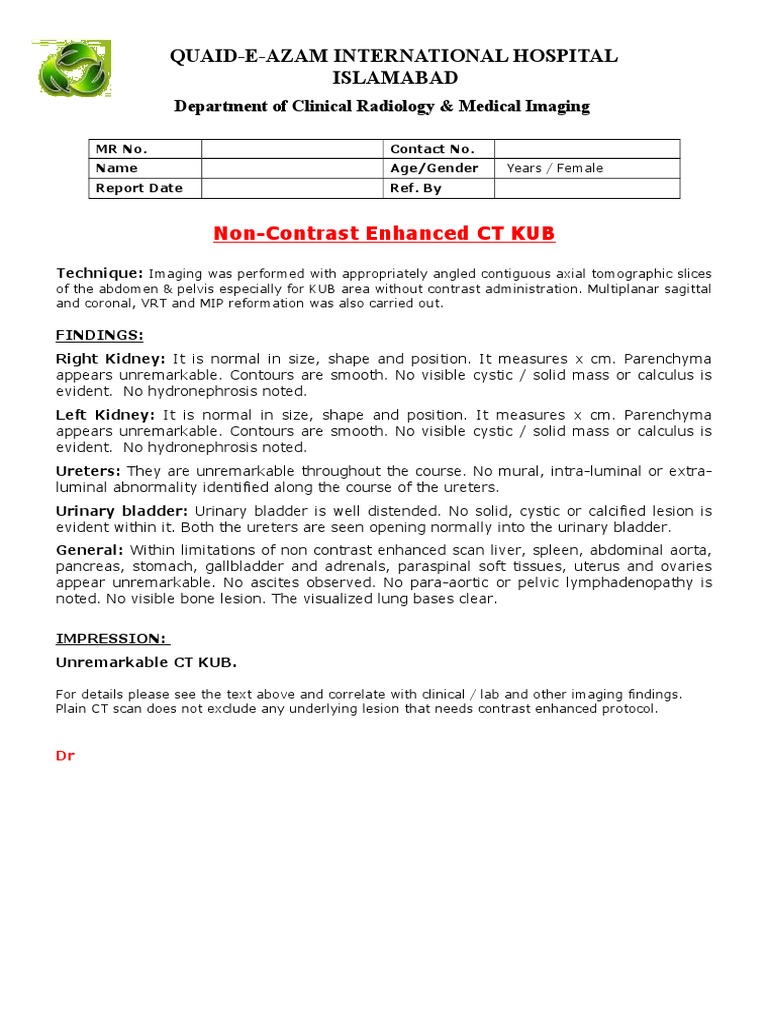 CT KUB Female | PDF | Science & Mathematics