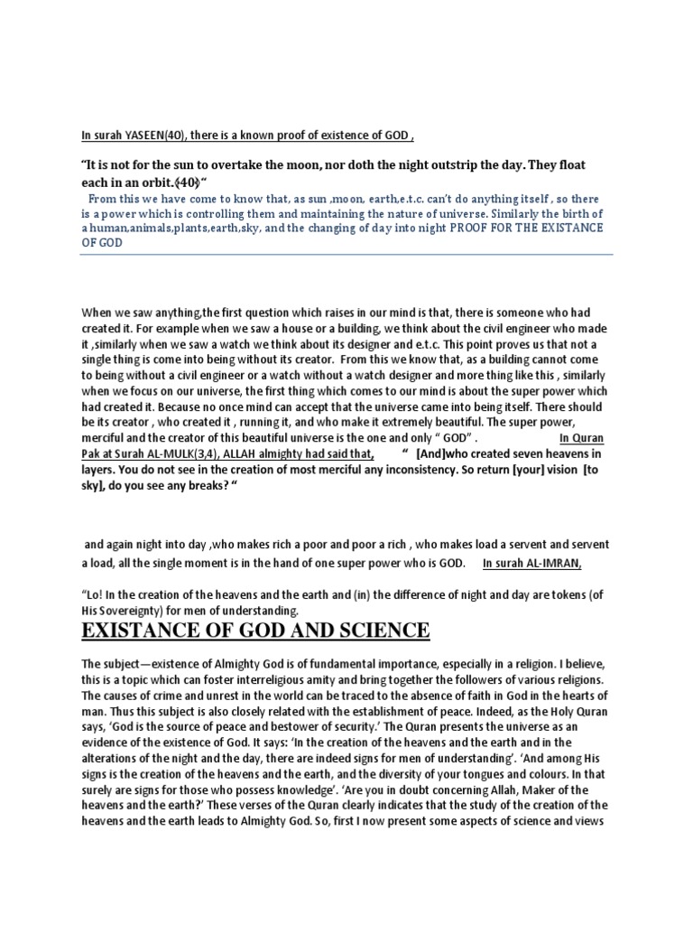 Existence of God: Science and Faith Insights | PDF | Relationship ...