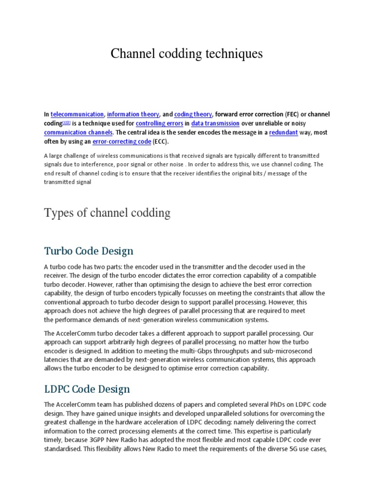 Channel Codding Techniques | PDF | Error Detection And Correction ...