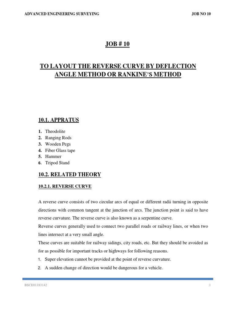 Layout of Reverse Curve | PDF | Surveying | Tangent