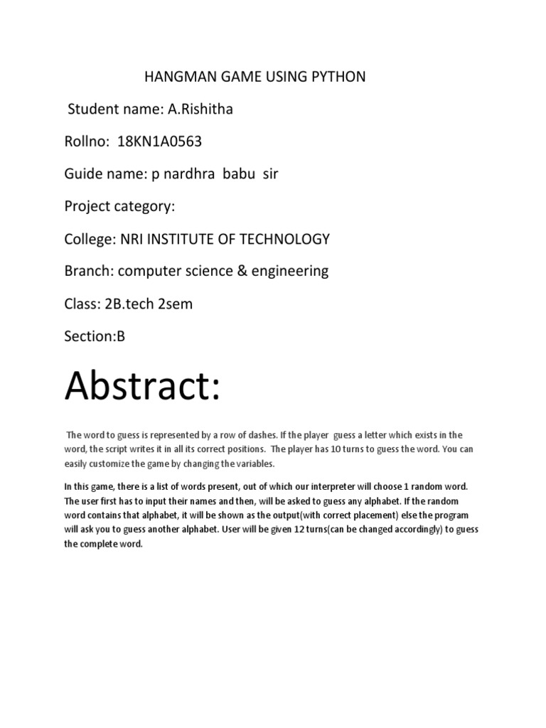 Python Hangman Game Project | PDF