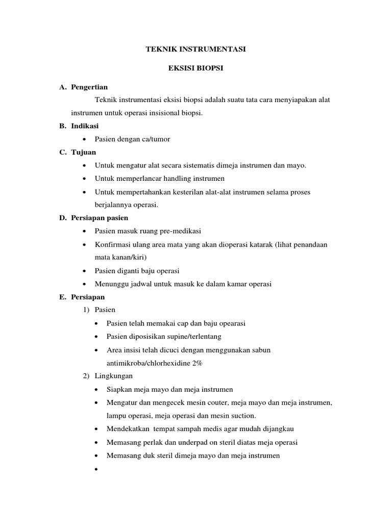 Teknik Instrumentasi Eksisi Biopsi | PDF