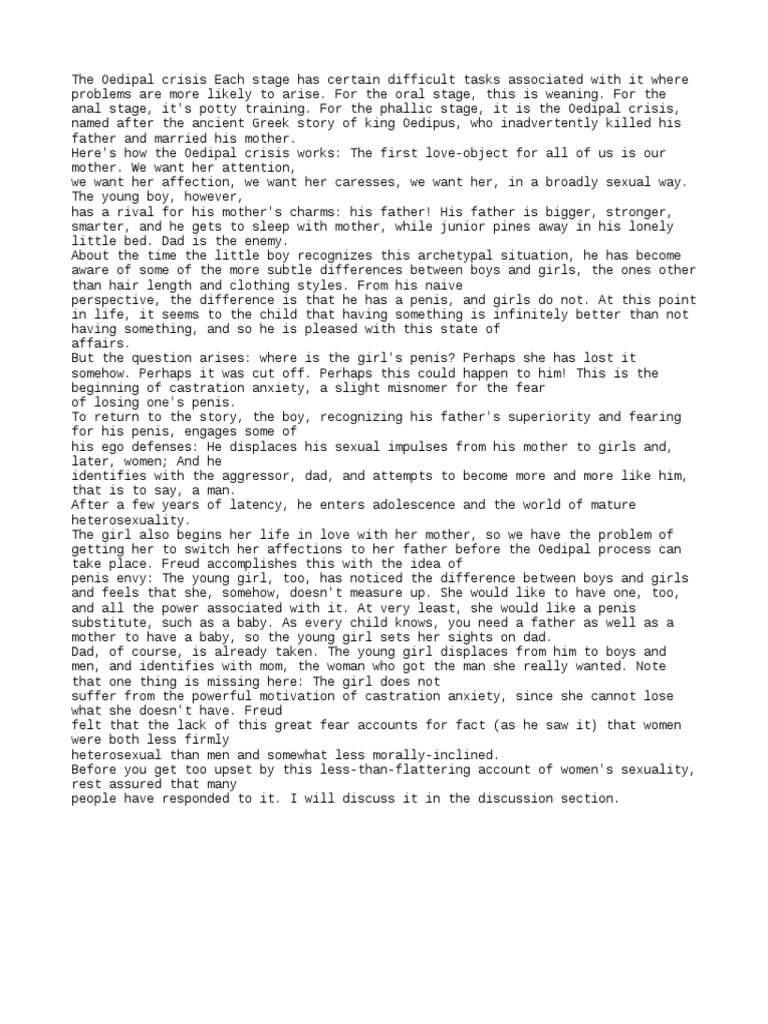 The Oedipal Crisis | PDF | Oedipus Complex | Behavioural Sciences