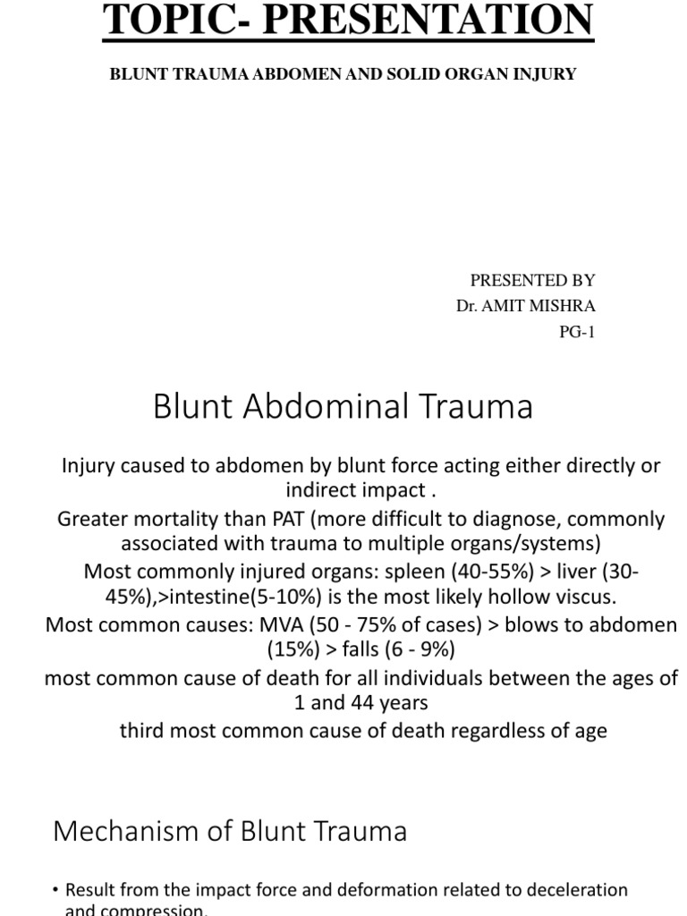 Blunt Abdominal Trauma | PDF | Pancreas | Peritoneum