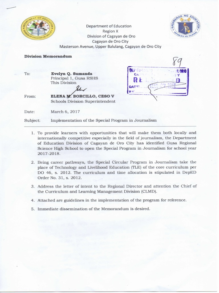 DM89s2017 Implementation of The Special Program in Journalism | PDF