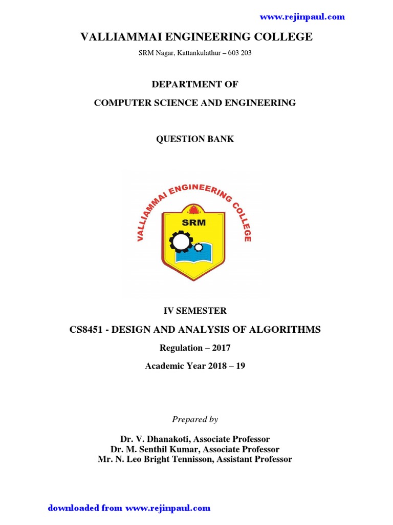 CS8451-Design and Analysis of Algorithms PDF | PDF | Computational Complexity Theory ...