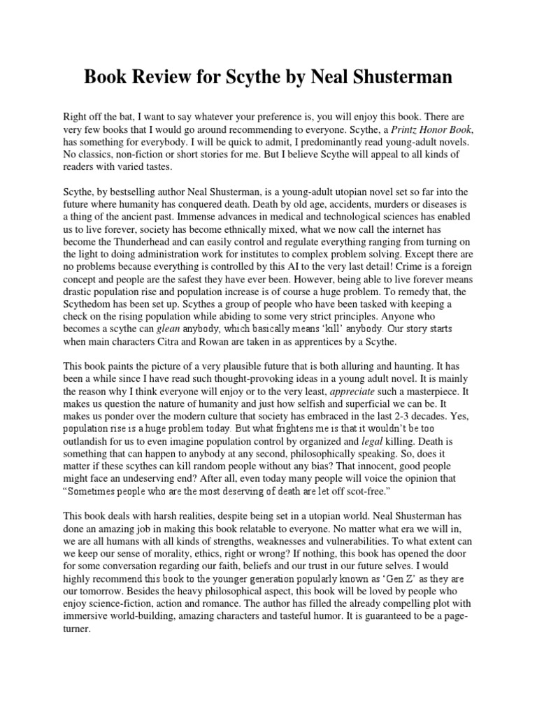 Scythe Book Review | PDF | Social Science | Philosophy