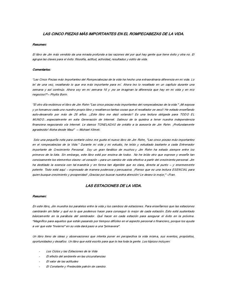 Colección de Libros - Jim Rohn | PDF