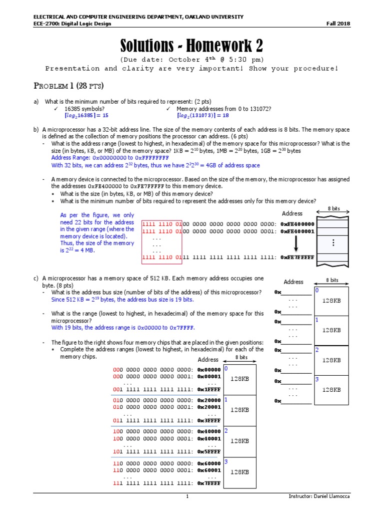 Solutions - Homework 2 PDF | PDF | Bit | Byte