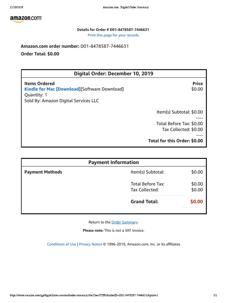 Amazon Digital Order Summary | PDF | Government Finances | Taxes