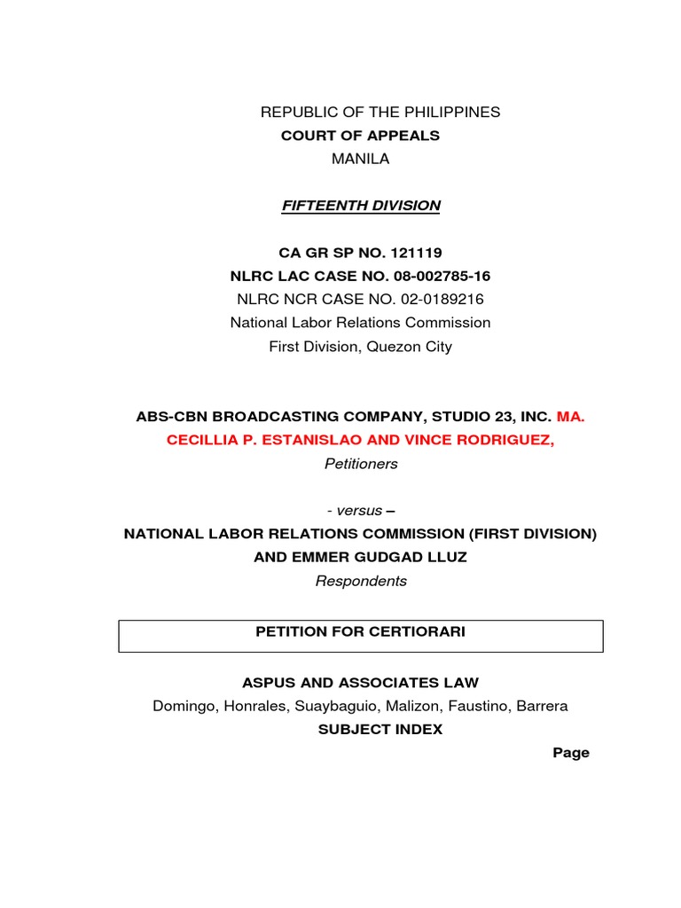 Certiorari Petition: NLRC Decision Review | PDF | Employment | Labour Law