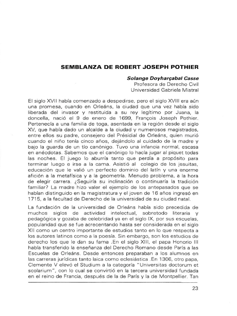 Semblanza de Robert Joseph Pothier | PDF | Francia | Ley romana