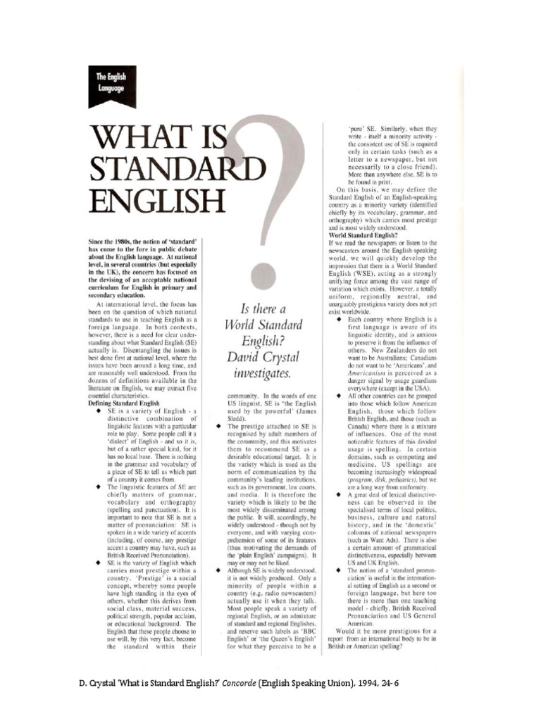 Crystal, D., What Is Standard English | PDF
