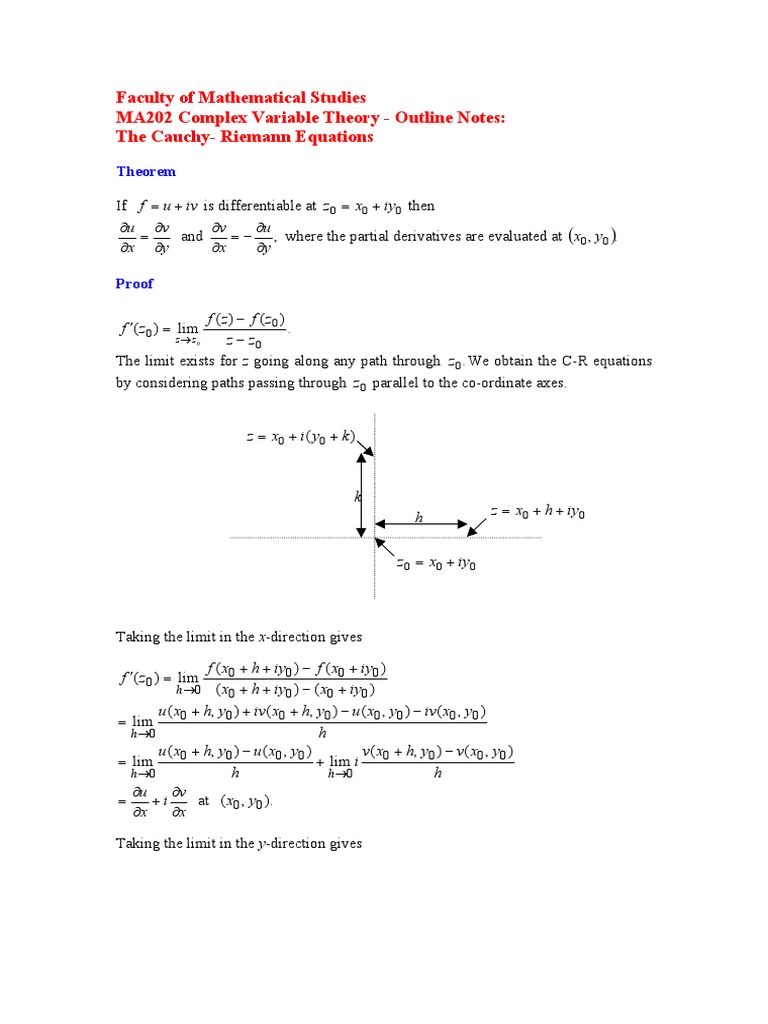 Cauchy-Riemann Equations Explained | PDF | Coordinate System | Complex Analysis