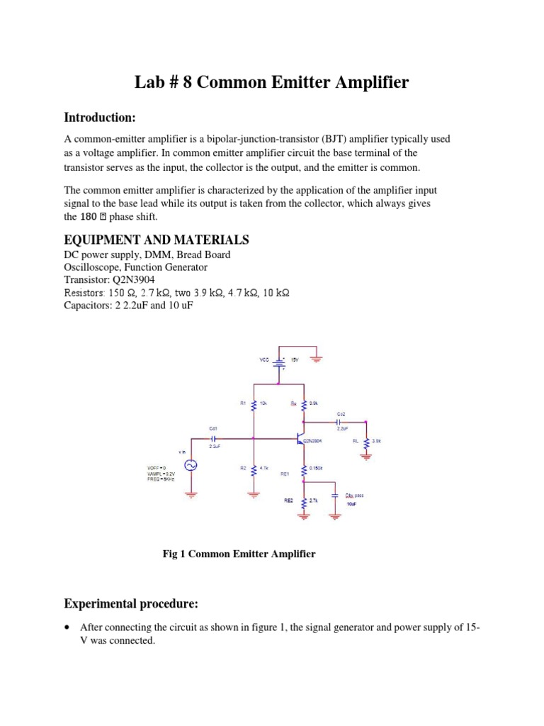 Introduction common-emitter bjt amplifier