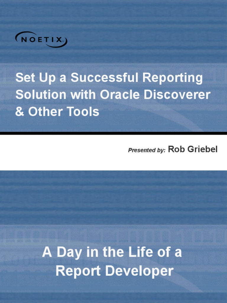 Set Up A Successful Reporting Solution With Oracle Discoverer & Other ...