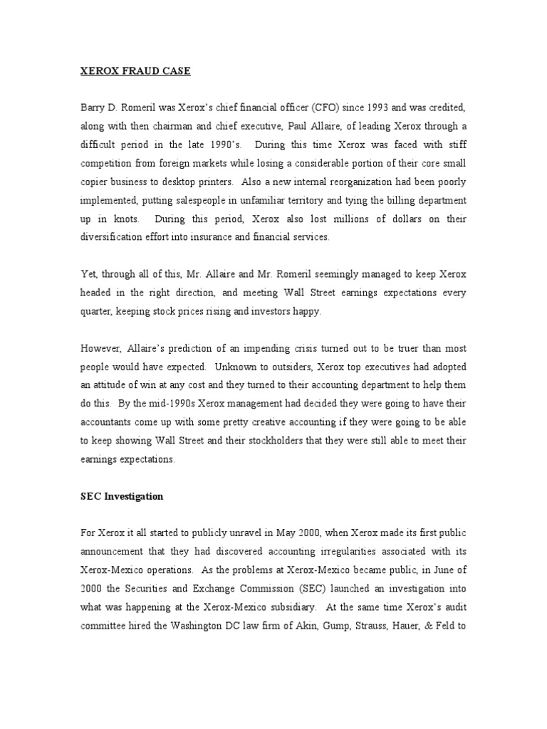 Xerox Fraud Case | PDF | U.S. Securities And Exchange Commission | Business