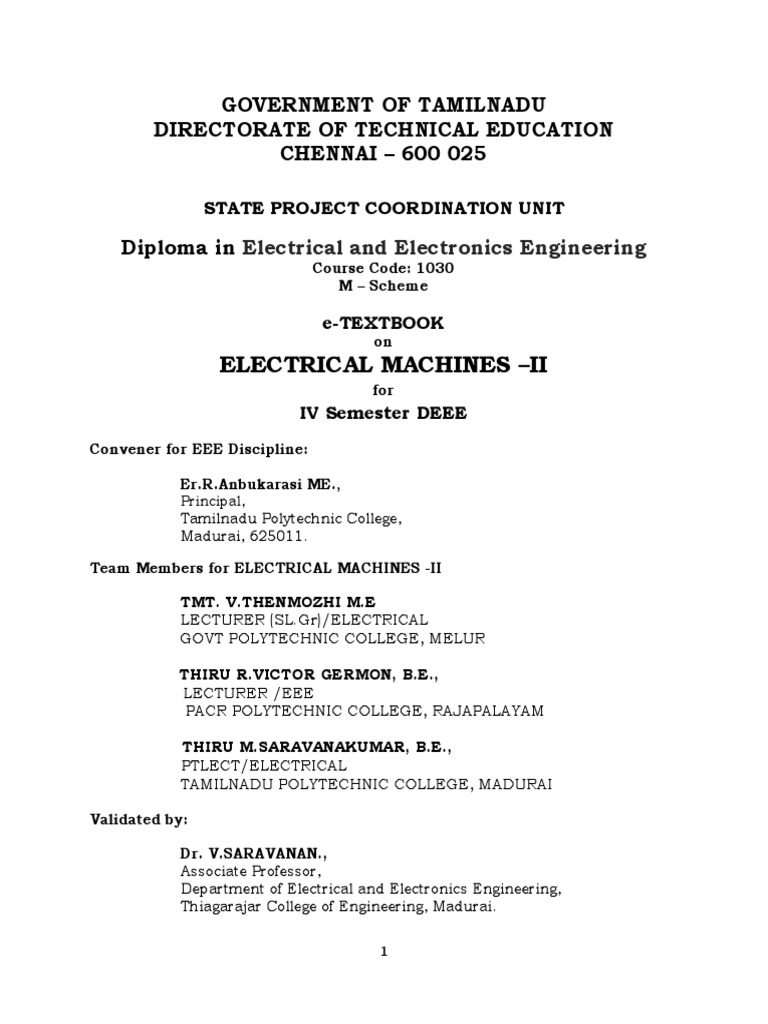 EEE Part-II (Electrical Machines II) | PDF | Electric Motor ...