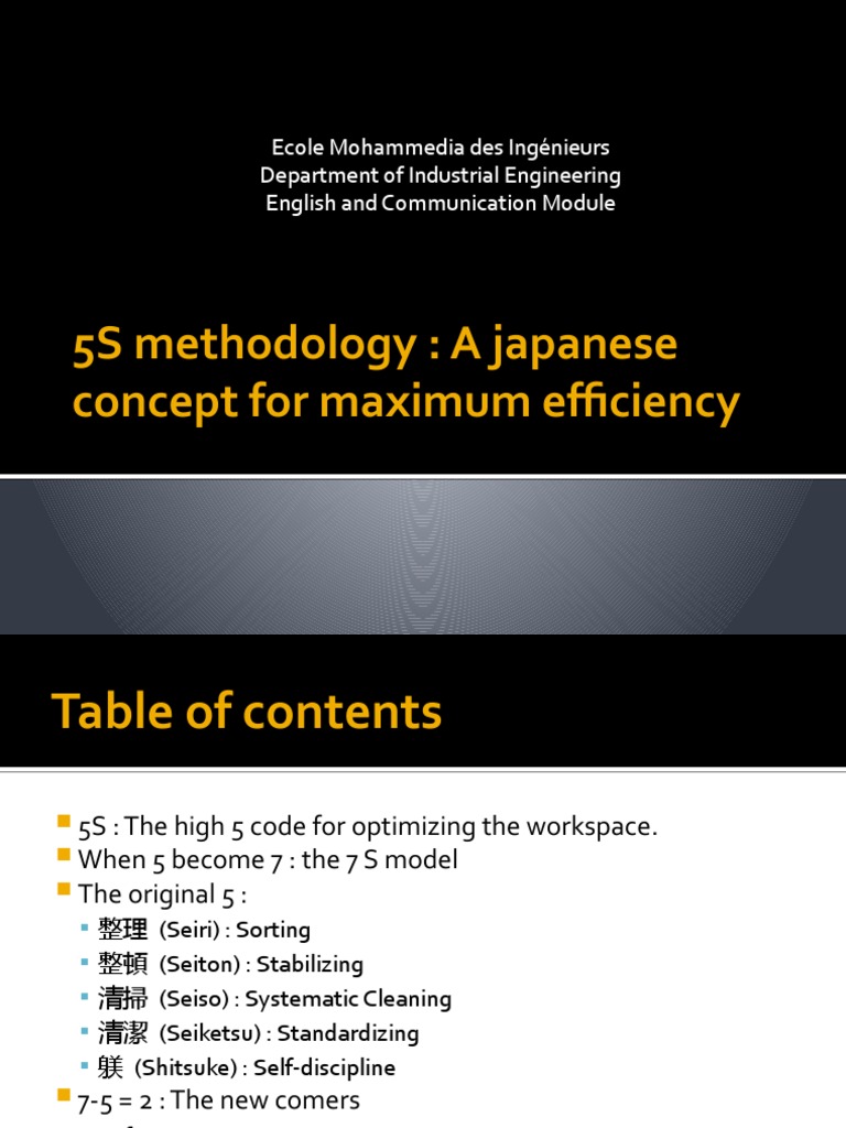5S Methodology: A Japanese Concept For Maximum Efficiency | PDF ...