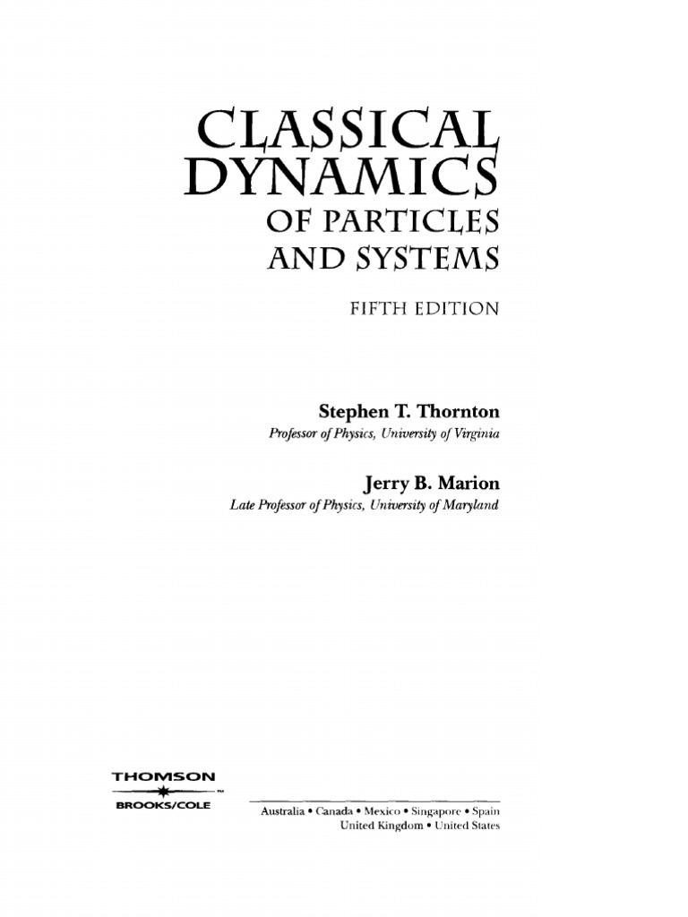 Classical Dynamics of Particle System - S Thornton, J Marion | PDF