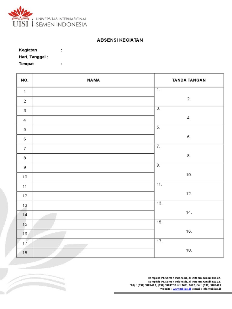 Format Absen Rapat Kegiatan | PDF