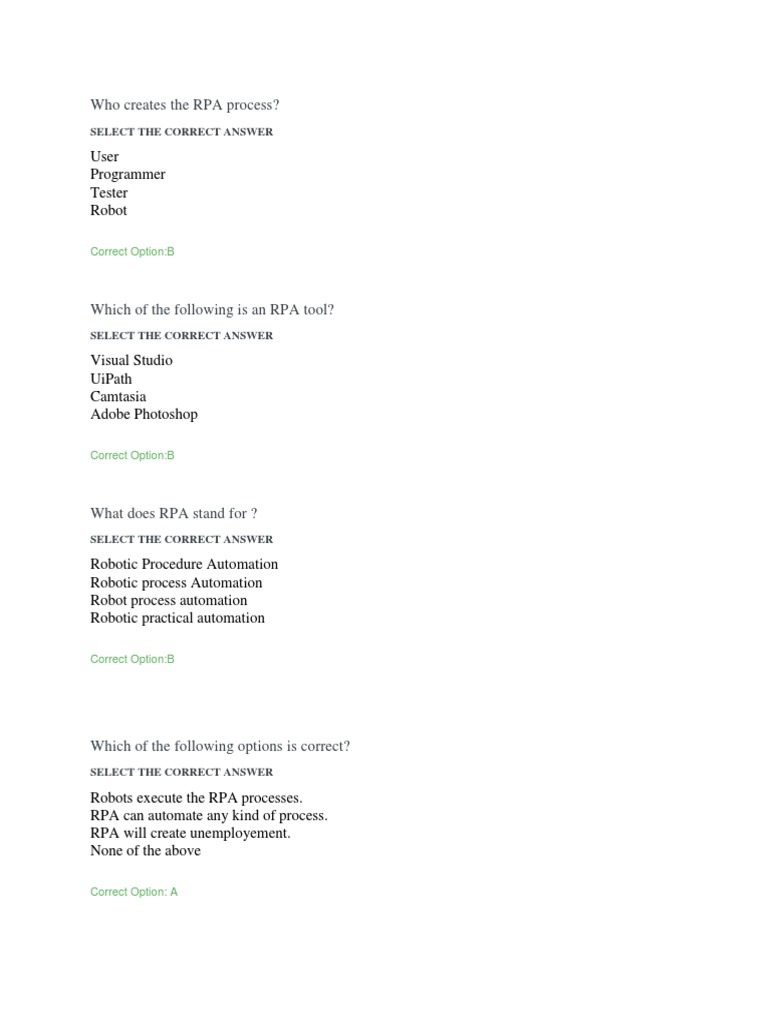 Introduction To Robotic Process Automation Rpa Exam Pdf