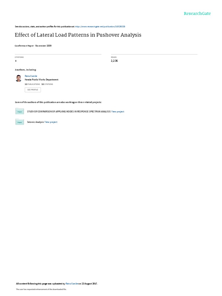 Effect of Lateral Load Distribution Pattern in Pushover Analysis | PDF ...