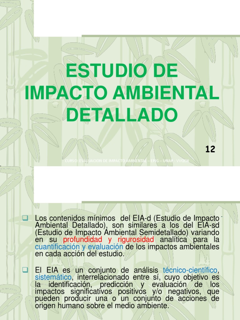 Clase 12 Eia Estudio de Impacto Ambiental Detallado | Evaluación de ...