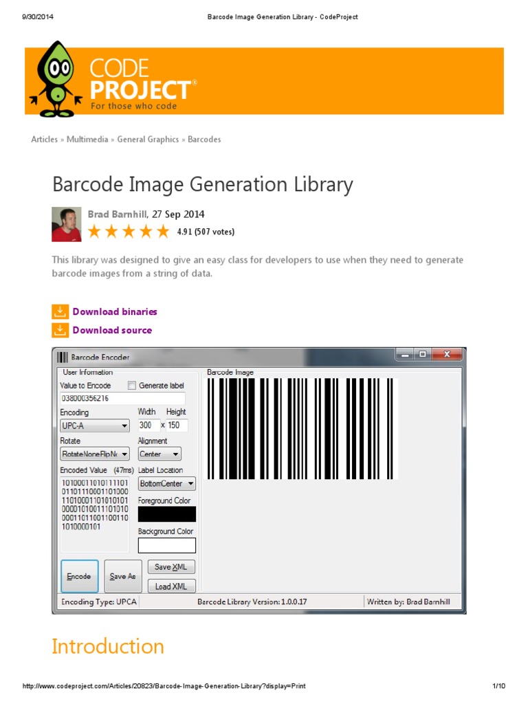 Barcode Image Generation Library | PDF | Universal Product Code | Barcode
