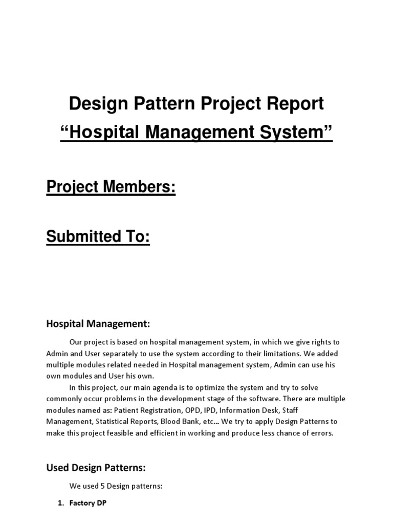 Design Patterns Report On Hospital Management | PDF | Software ...